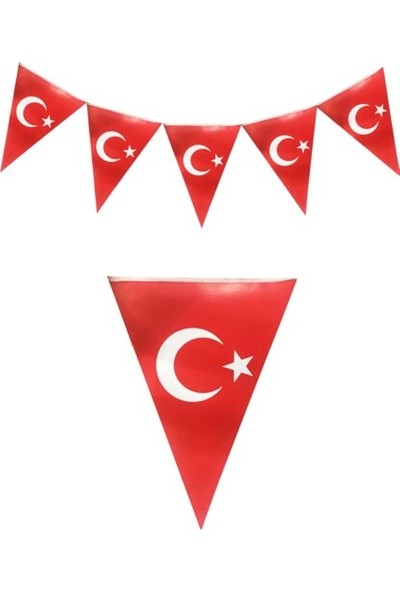 Happyland Kırmızı Beyaz Türk Bayraklı Flama, 23 Nisan 19 Mayıs Süsleme