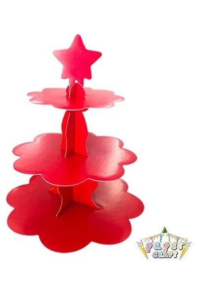 Parti Furyası Kek Standı 3 Katlı Düz Kırmızı Parti Furyası Kek Standı 3 Katlı Düz Kırmızı