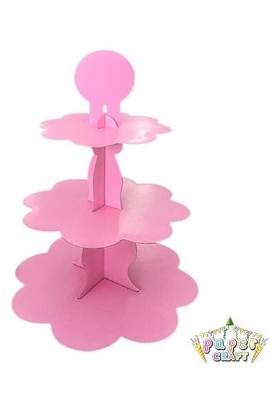 Parti Furyası Kek Standı 3 Katlı Düz Pembe Parti Furyası Kek Standı 3 Katlı Düz Pembe