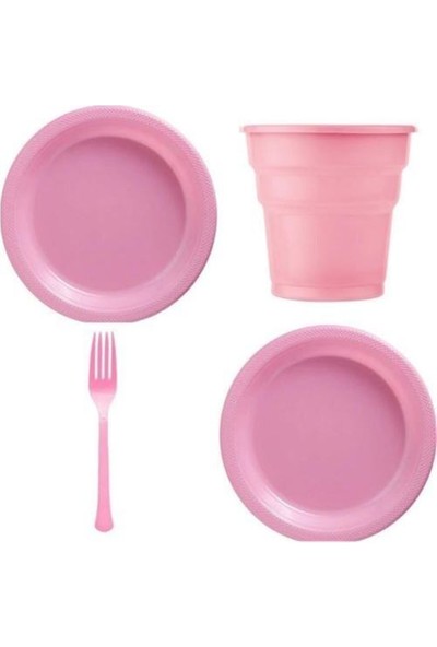 Happyland Pembe Renk 25 Li Plastik Bardak+Catal+Tabak Happyland Pembe Renk 25 Li Plastik Bardak+Catal+Tabak