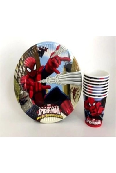 Happyland 2 Paket Spiderman Tabak Bardak Seti 8 Li