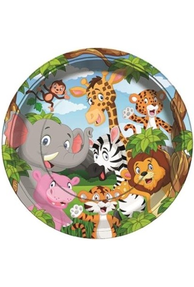 Happyland 2 Paket Safari 8li Tabak 23CM Doğum Günü Parti Tabağı Happyland 2 Paket Safari 8li Tabak 23CM Doğum Günü Parti Tabağı