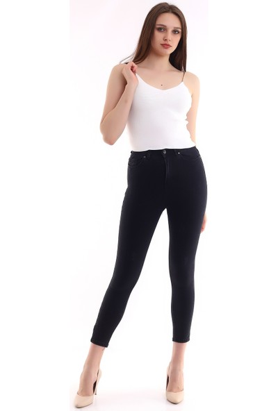 Hilmod Kadın Siyah Yüksek Bel Dar Paça Kot Pantolon