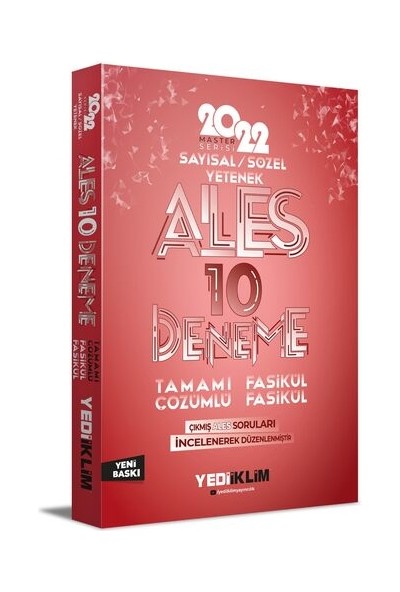 Yediiklim Yayınları ALES 2022 Master Serisi Sayısal- Sözel Yetenek Tamamı Çözümlü 10 Fasikül Deneme Yediiklim Yayınları ALES 2022 Master Serisi Sayısal- Sözel Yetenek Tamamı Çözümlü 10 Fasikül Deneme