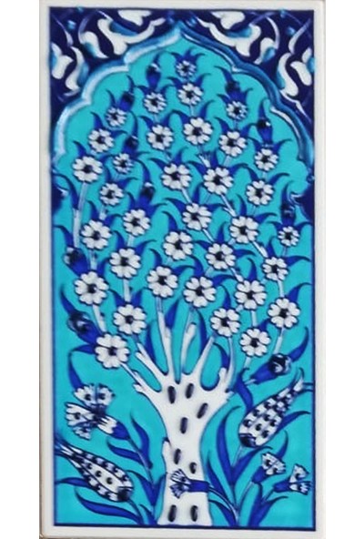 Armada Çini 10x20 Cm ED 203 Turkuaz Hayat Ağacı El dekoru Çini Karo Armada Çini 10x20 Cm ED 203 Turkuaz Hayat Ağacı El dekoru Çini Karo