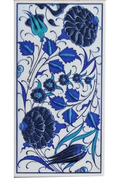 Armada Çini 10 x 20 cm Ed 223 Iki Karanfil Mavi Beyaz El Dekoru Karo Armada Çini 10 x 20 cm Ed 223 Iki Karanfil Mavi Beyaz El Dekoru Karo