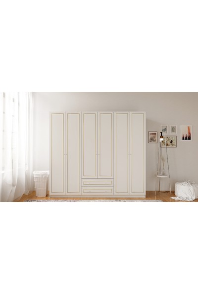 Rabi Mobilya Gold Country 6 Kapak 2 Çekmeceli Gardırop Rabi Mobilya Gold Country 6 Kapak 2 Çekmeceli Gardırop