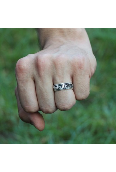 Beyloc Antik Gümüş Kaplama Ayarlanabilir Unisex Tasarim Yüzük