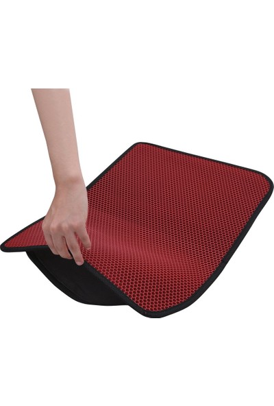 Cattie Elekli Kedi Tuvalet Önü Paspası 60 x 90 cm Kırmızı
