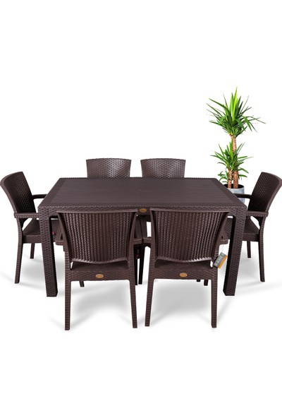 Bahex Capissi Zeugma Camsız 6 Kişilik Rattan Balkon Bahçe Masa Takımı Lüx Kahve Bahex Capissi Zeugma Camsız 6 Kişilik Rattan Balkon Bahçe Masa Takımı Lüx Kahve