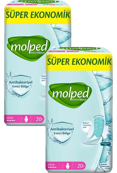 Molped Antibakteriyel Ped Uzun 20Lİ (2 Adet ) Molped Antibakteriyel Ped Uzun 20Lİ (2 Adet )