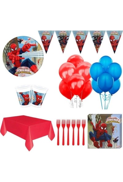 Spider Man Örümcek Adam Doğum Günü Konsepti Parti Malzemeleri Seti 8 Kişilik Spider Man Örümcek Adam Doğum Günü Konsepti Parti Malzemeleri Seti 8 Kişilik