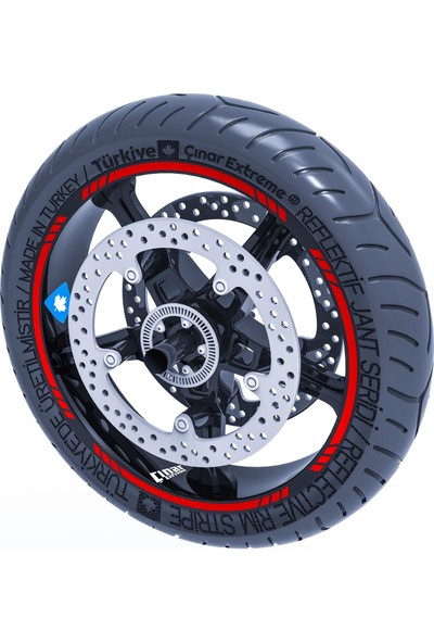 Çınar Extreme Reflektif Kırmızı 4 Parçalı Kesikli Jant Şeridi Sticker Çınar Extreme Reflektif Kırmızı 4 Parçalı Kesikli Jant Şeridi Sticker