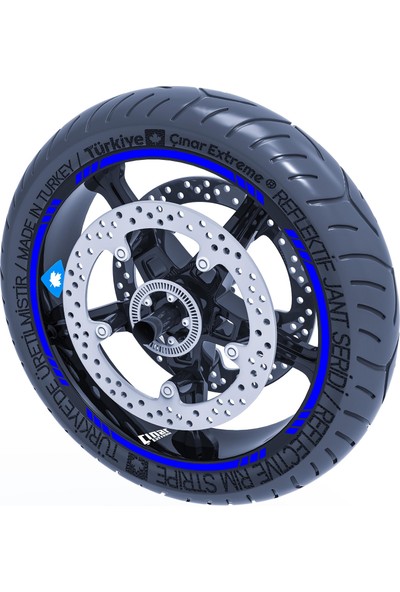 Çınar Extreme Reflektif Mavi 4 Parçalı Kesikli Jant Şeridi Sticker