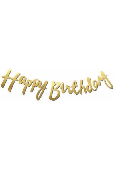 1 Adet Happyland Kaligrafi Gold Happy Birthday Banner