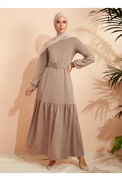 Kemerli Elbise - Vizon - Tavin Kemerli Elbise - Vizon - Tavin