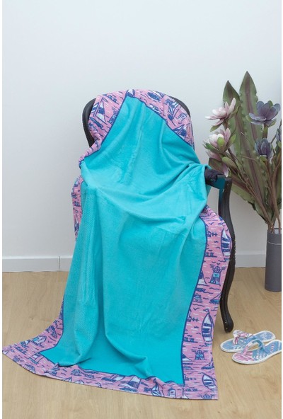 Woop Home Yeşil Yelkenli Desenli 100 x 175 cm Plaj Havlusu