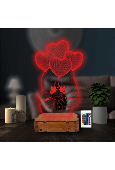 3D Hediye Dünyası 4 Kalp Sonsuzluk Sevgililer Günü Sevgilime Özel Gece Lambası 16 Renkli Kumandalı 3D Hediye Dünyası 4 Kalp Sonsuzluk Sevgililer Günü Sevgilime Özel Gece Lambası 16 Renkli Kumandalı