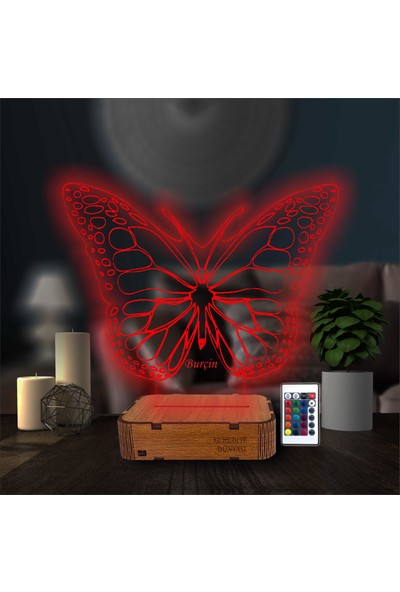 3D Hediye Dünyası Kelebek Resimli Sevgilime Kız Arkadasıma Hediye 16 Renkli Kumandalı 3D Hediye Dünyası Kelebek Resimli Sevgilime Kız Arkadasıma Hediye 16 Renkli Kumandalı