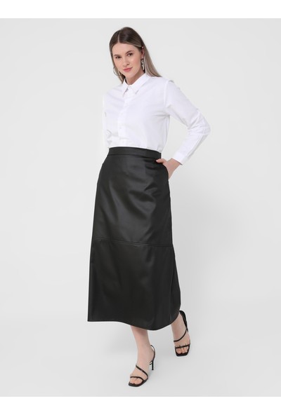 Alia Büyük Beden Gizli Cepli Etek - Siyah - Alia