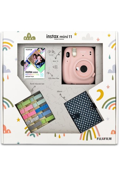 Fujifilm Instax Mini 11 Akordiyon Albüm ve Mandallı Pembe Box Fujifilm Instax Mini 11 Akordiyon Albüm ve Mandallı Pembe Box