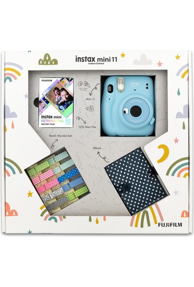 Fujifilm Instax Mini 11 Akordiyon Albüm ve Mandallı Mavi Box Fujifilm Instax Mini 11 Akordiyon Albüm ve Mandallı Mavi Box