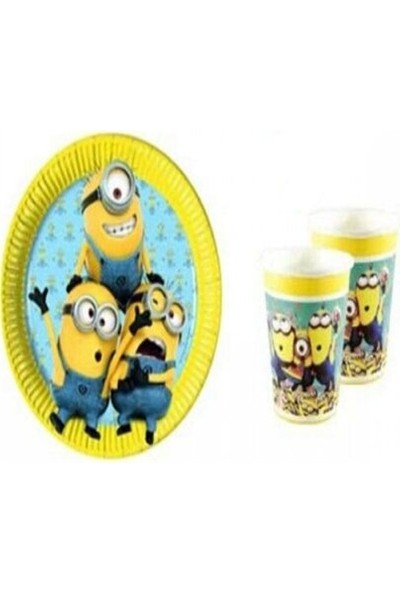 Happyland Minions 8ADET Tabak-Bardak Parti Seti