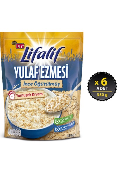 Eti Lifalif İnce Öğütülmüş Yulaf Ezmesi 350 g x 6 Adet