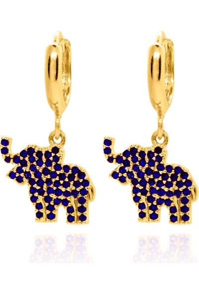 Charmed By Eda Zirkon Taşlı Mavi Fil Küpe