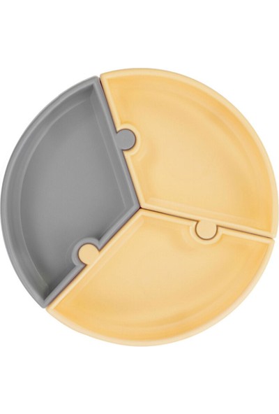 Oioi Puzzle Vakum Tabanlı Silikon Tabak Sarı Gri Oioi Puzzle Vakum Tabanlı Silikon Tabak Sarı Gri