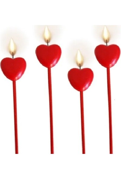 Happyland 4 Adet Kırmızı Uzun Çubuklu Kalpli Pasta Mumu Happyland 4 Adet Kırmızı Uzun Çubuklu Kalpli Pasta Mumu