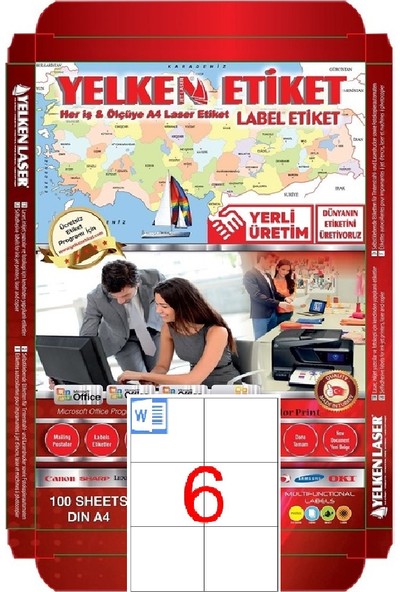 Yelken Laser Etiket YN5303 6'lı A4 Beyaz 105 x 99 Yelken Laser Etiket YN5303 6'lı A4 Beyaz 105 x 99