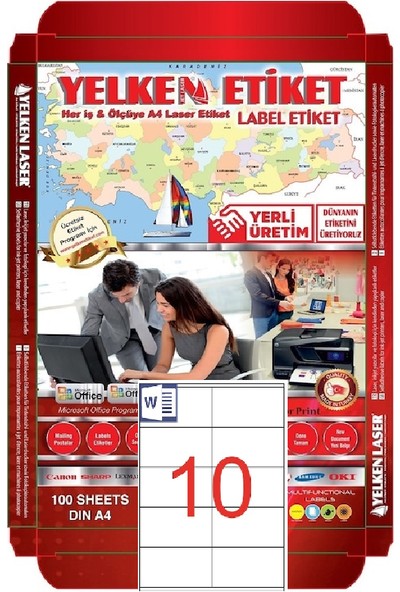 Yelken Laser Etiket YN5610 10'lu A4 Beyaz 105 x 57 Yelken Laser Etiket YN5610 10'lu A4 Beyaz 105 x 57