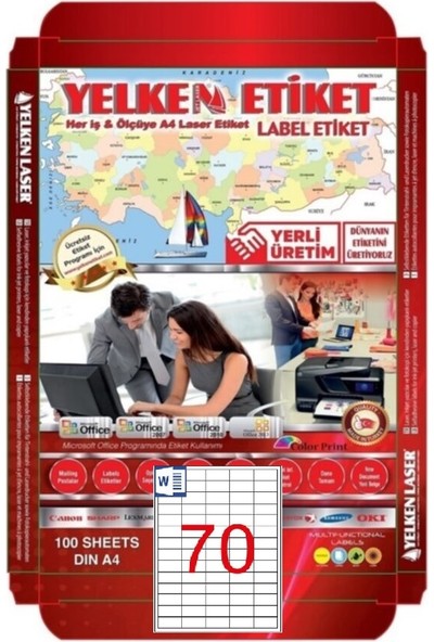 Yelken Laser Etiket YN5270 70'li A4 Beyaz 40 x 20
