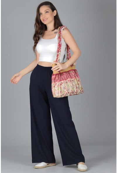 Sweetness Kadın Lacivert Bol Paça Beli Lastikli Pantolon