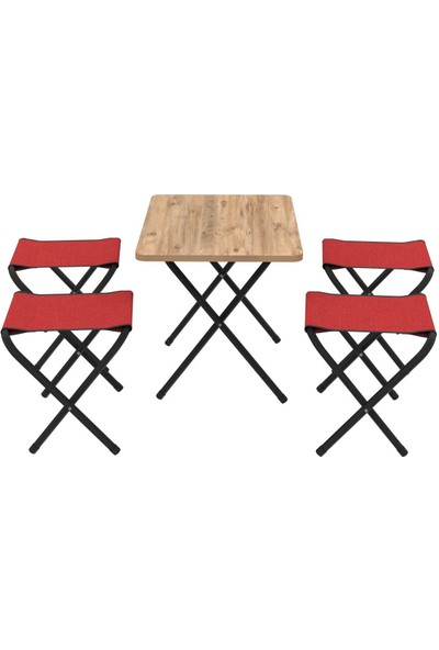 Pratico 45X60 Çok Amaçlı Katlanır Masa Balıkcı Plaj Kamp Tabure Seti 4'lü Kırmızı Pratico 45X60 Çok Amaçlı Katlanır Masa Balıkcı Plaj Kamp Tabure Seti 4'lü Kırmızı