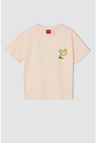 DeFacto Kız Çocuk Snoopy Lisanslı Sırt Baskılı Kısa Kollu Tişört V1527A621SM