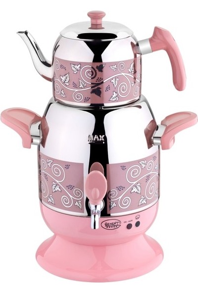 Özkent Menekşe Elektrikli Semaver Çaydanlık Çaycı K 624 Pembe Desenli Özkent Semaver