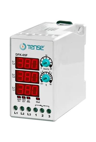 Tense DFK-05F 3×3 Hane LED Display Ekranlı Dijital Asimetri Ayarlı Faz Koruma Rölesi Tense DFK-05F 3×3 Hane LED Display Ekranlı Dijital Asimetri Ayarlı Faz Koruma Rölesi