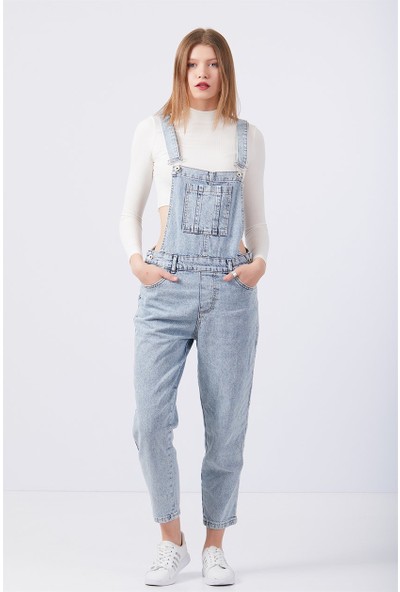 Blue Denim Kot Salopet Tulum