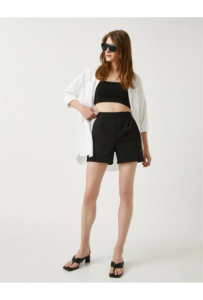 Koton Kadın Kot&kanvas Şort Siyah 1YAK01386UW