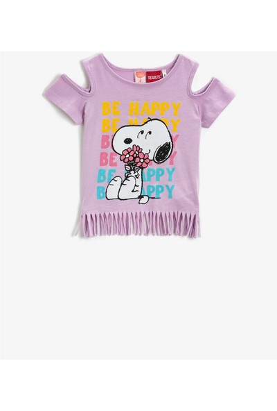 Koton Kız Bebek Snoopy Tişört Lisanslı Baskılı Püsküllü Pamuklu