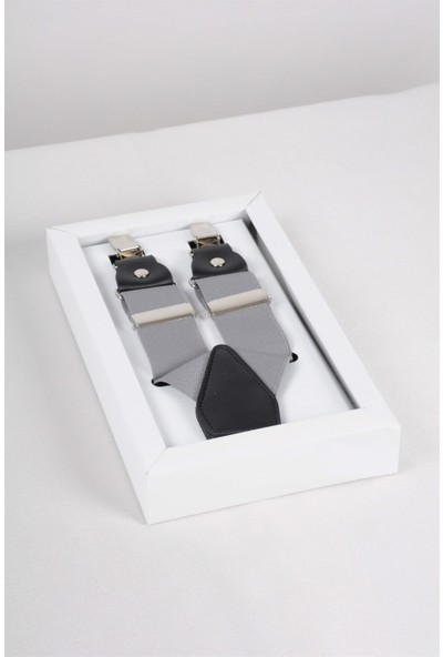 Maserto Gri Pantolon Askısı Kendinden Desenli