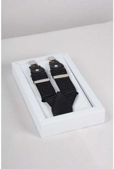 Maserto Siyah Pantolon Askısı Nokta Desenli Maserto Siyah Pantolon Askısı Nokta Desenli