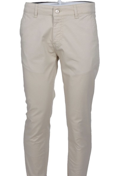 Maserto Krem Skinny Fit Pantolon Düz Desenli