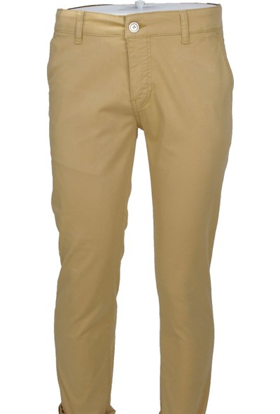 Maserto Sarı Skinny Fit Pantolon Düz Desenli