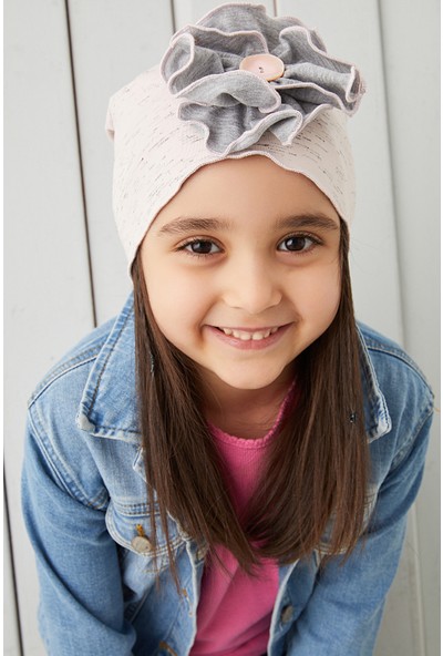 Babygiz Pudra Çiçekli Çocuk Şapka Bere Yumuşak Pamuklu Penye Babygiz Pudra Çiçekli Çocuk Şapka Bere Yumuşak Pamuklu Penye