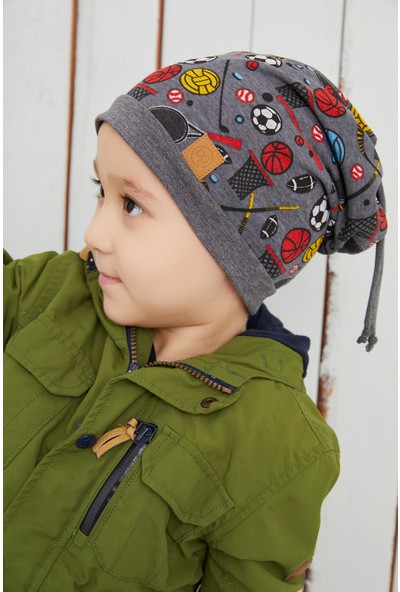 Babygiz Çocuk Füme Spor Desenli Şapka Bere Yumuşak Çift Katlı Pamuklu Penye Babygiz Çocuk Füme Spor Desenli Şapka Bere Yumuşak Çift Katlı Pamuklu Penye