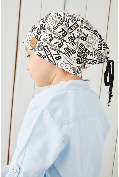 Babygiz Çocuk Beyaz Siyah Figürlü Ip Detaylı 4 Mevsim Şapka Bere Buff -Yumuşak Penye Babygiz Çocuk Beyaz Siyah Figürlü Ip Detaylı 4 Mevsim Şapka Bere Buff -Yumuşak Penye