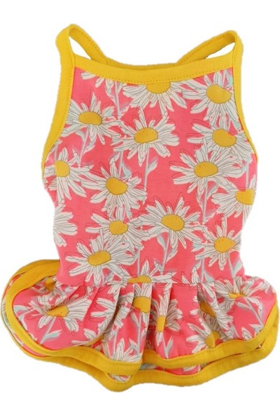 Pettrend Pembe Papatya Kedi Köpek Elbisesi Kedi Köpek Kıyafeti ( Askılı )